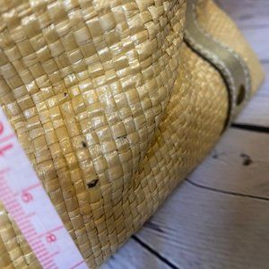 Coach | Bags | Coach Gold Woven Wicker Leather Tote Bag | Poshmark